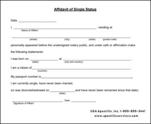 Single Status Apostille – Apostille Services