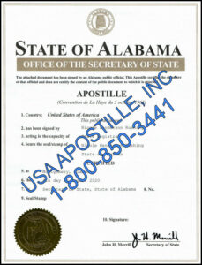 Example of Alabama Apostille – Apostille Services