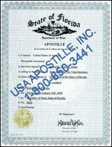 Example of Florida Apostille – Apostille Services