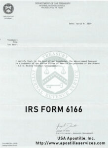 Apostille IRS Form 6166 – Apostille Services