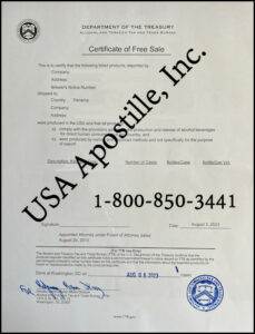 Certificate of Free Sale – Department of Treasury – Alcohol and Tobacco ...